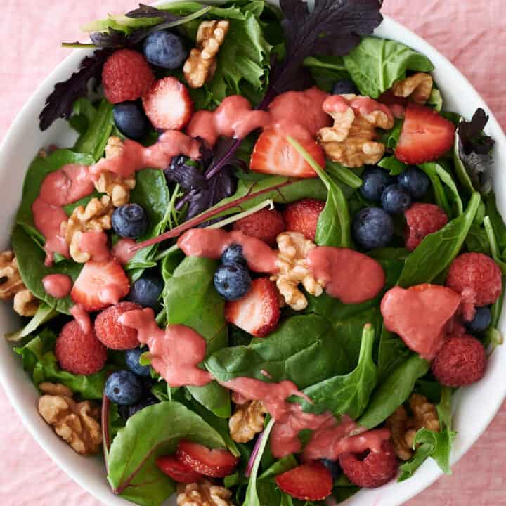 Berry Spinach Salad with Raspberry Dressing - Bake in Balance